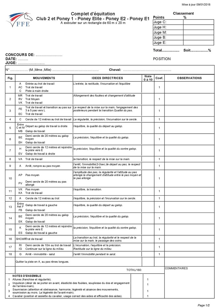 Reprises Complet d'équitation