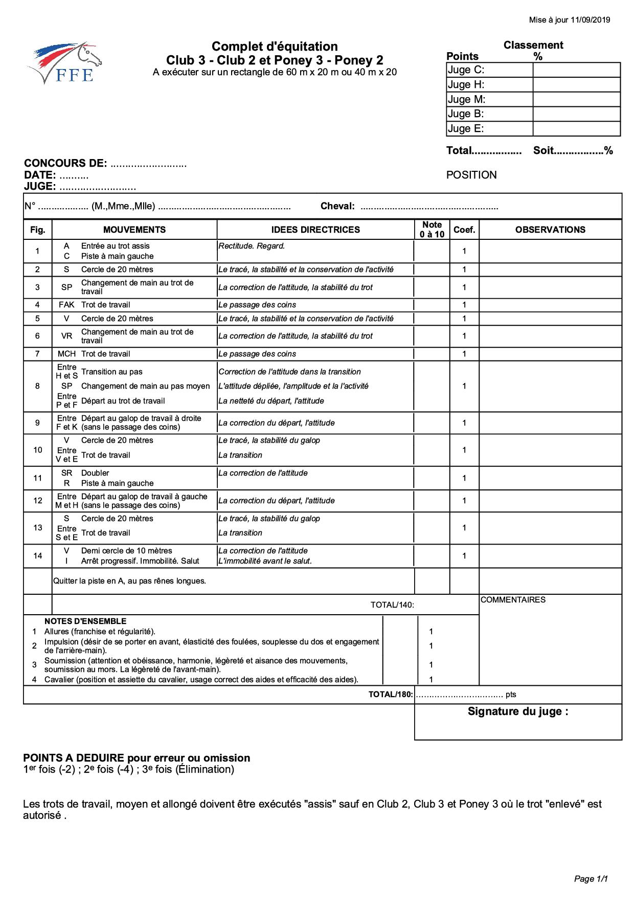 Reprises Complet d'équitation